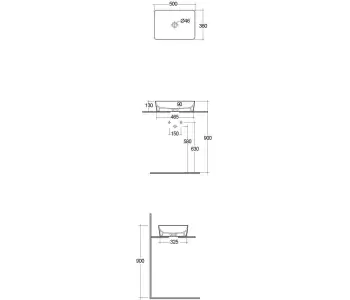 Rak Ceramics Feeling Umywalka Slim Nablatowa Prostokąt 50 cm Biały ...